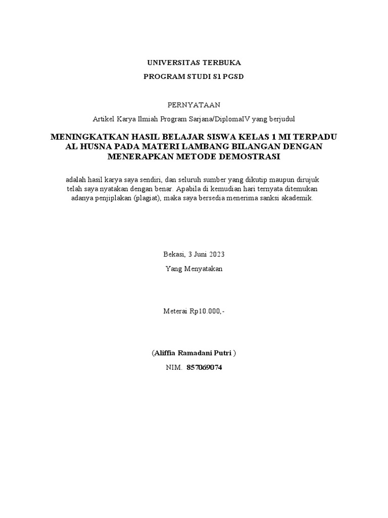 LembarBebas Plagiasi Di Jadikan 1 File Aja Isiannya | PDF