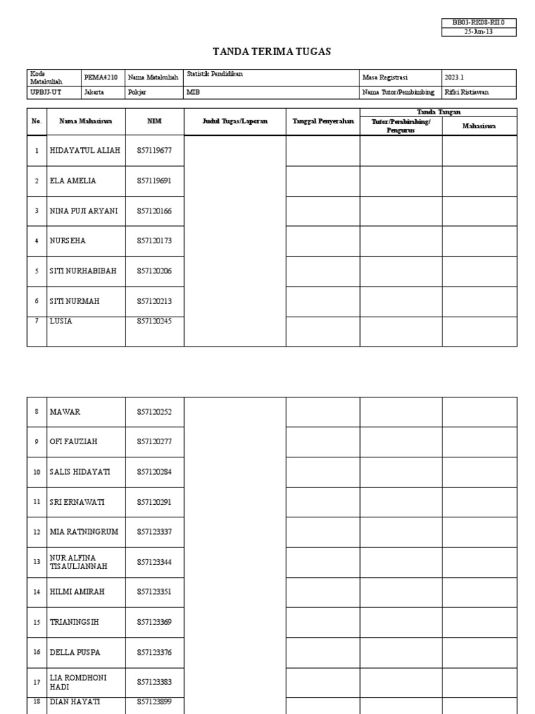 Tanda Terima Tugas | PDF