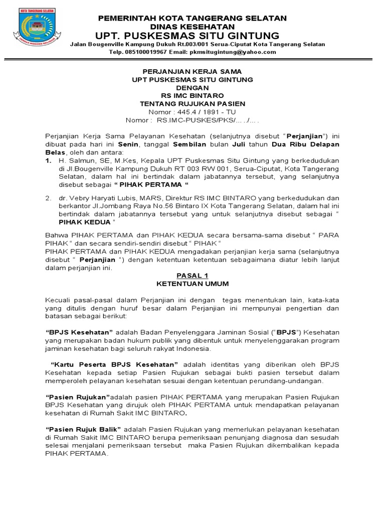 MOU IMC Bintaro | PDF