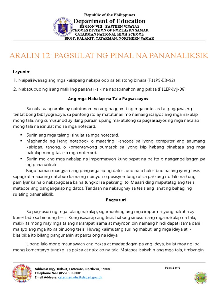 Pagbasa Modyul 12 | PDF