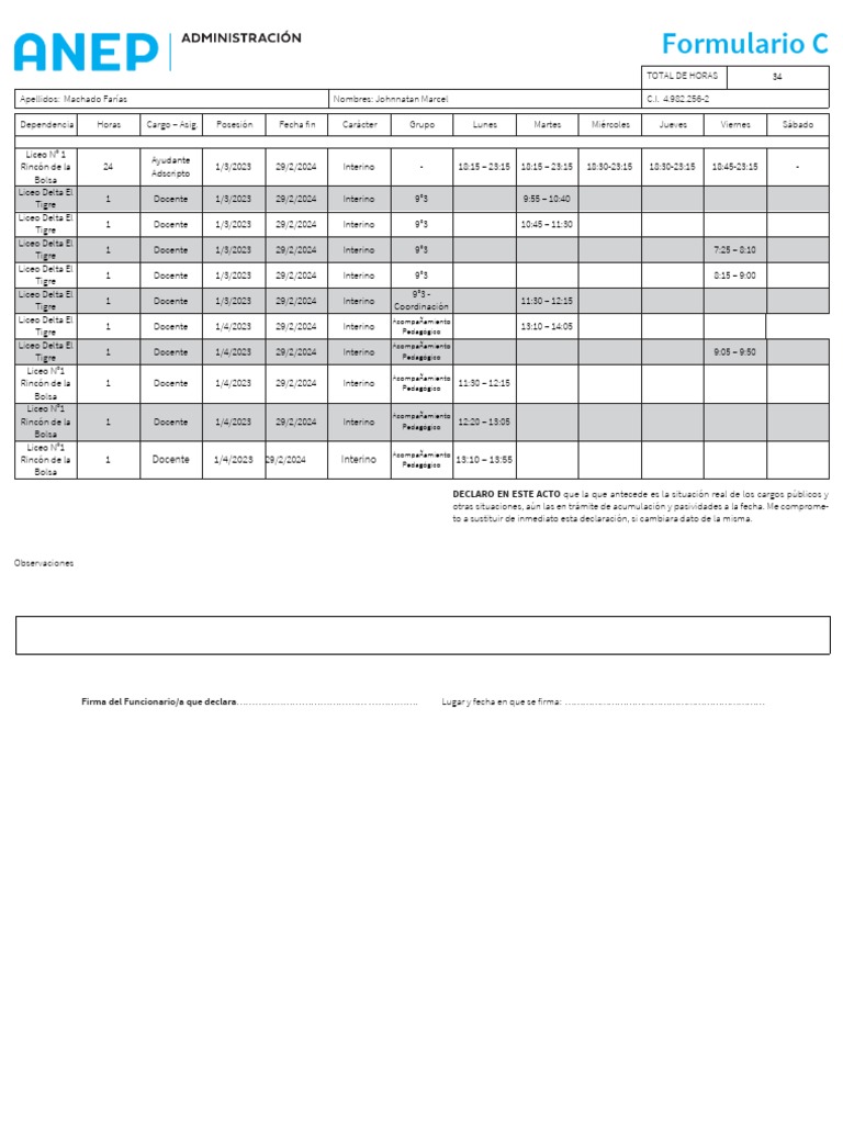 Formulario C v2 | PDF