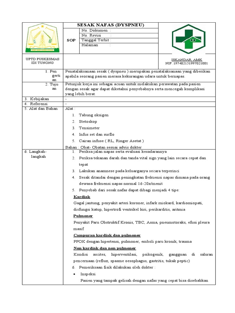 sop-sesak-nafas[1] | PDF