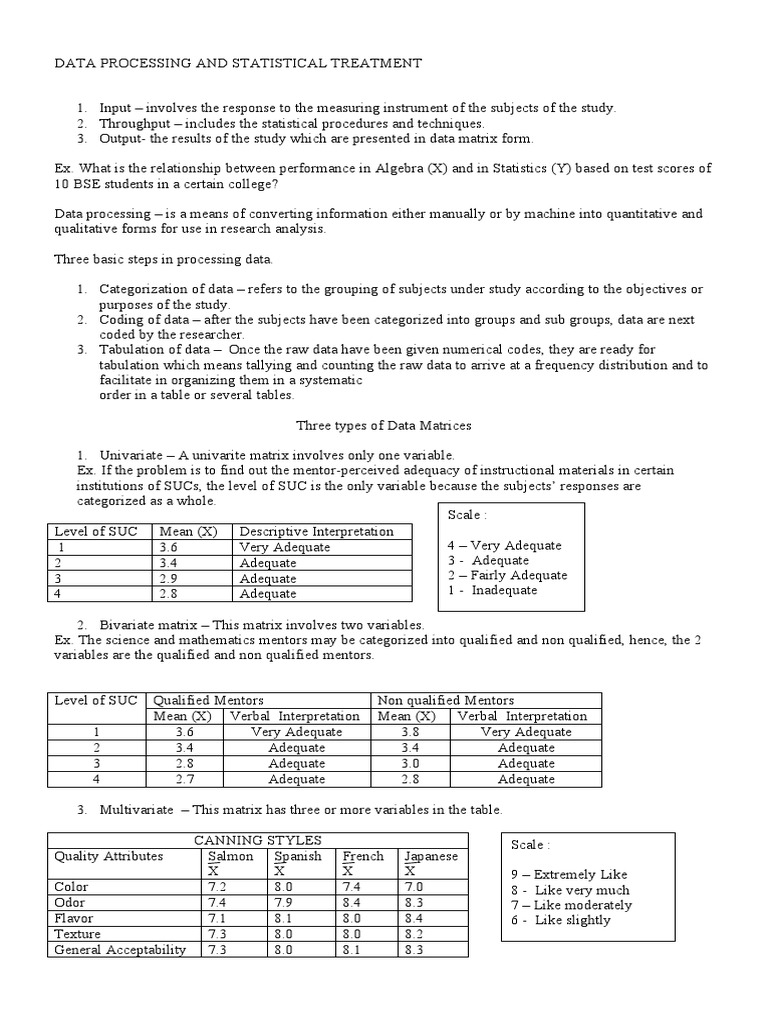 Data Processing and Statistical Treatment | PDF | Statistics | Analysis Of Variance