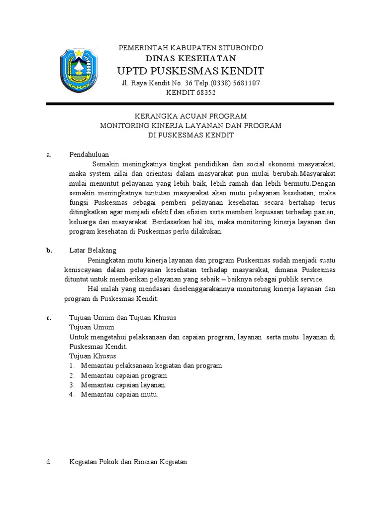 Monitoring Kinerja Puskesmas Kendit | PDF