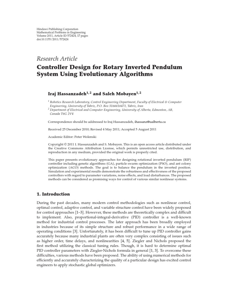 Controller Design For Rotary Inverted Pendulum Sys | PDF | Control Theory | Mathematical ...