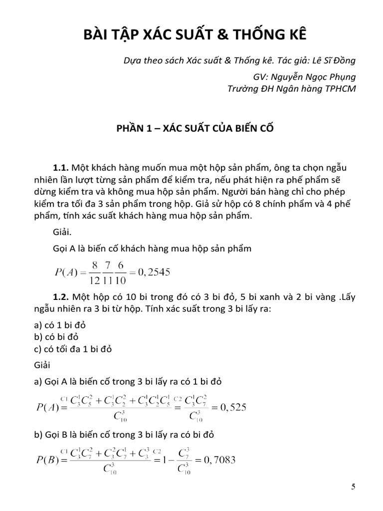 Bài tập XS (P1-3) | PDF