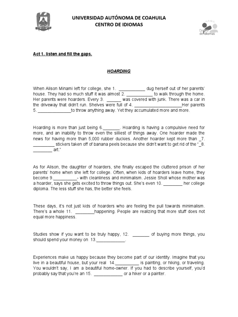 Hoarding Reading Students | PDF | Compulsive Hoarding | Experience
