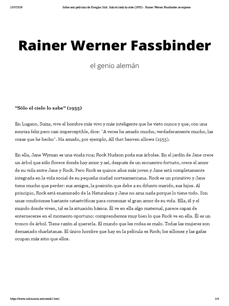 Sobre Seis Películas de Douglas Sirk - S... - Rainer Werner Fassbinder ...
