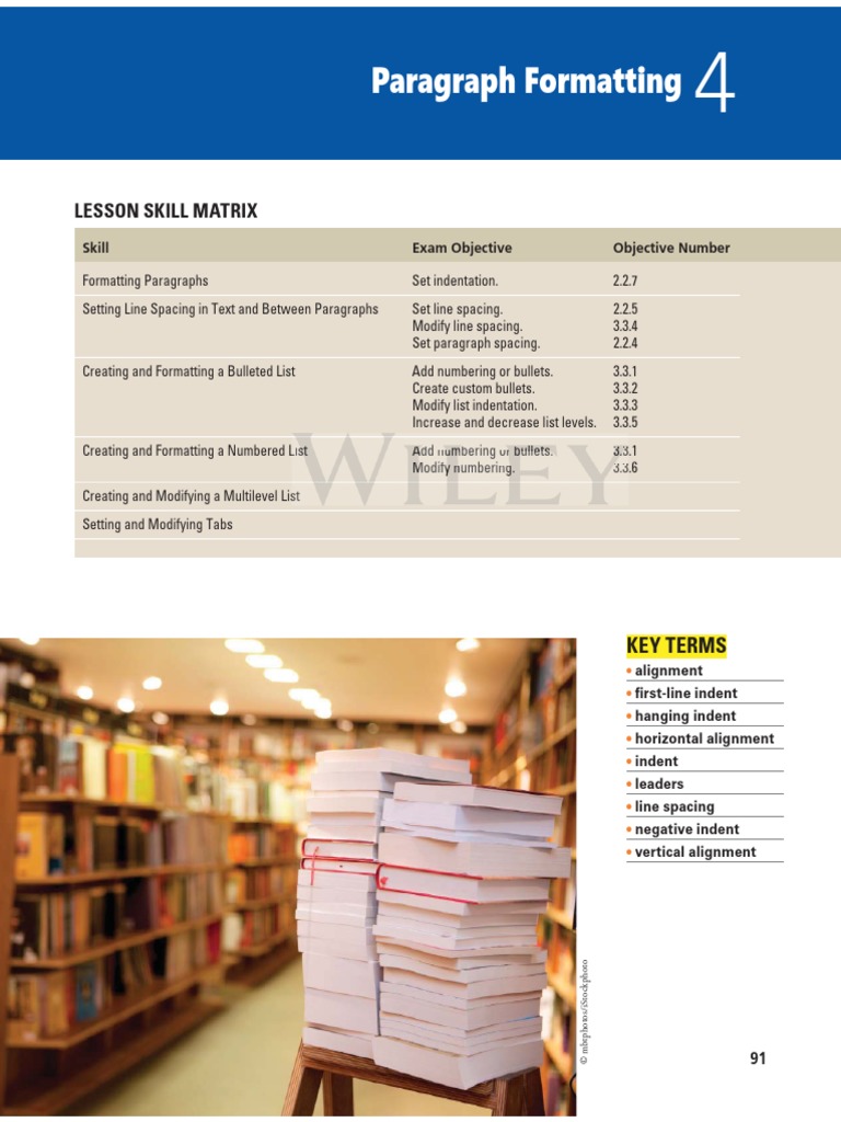 MOAC 2013 Lesson 4 - Paragraph Formatting | PDF