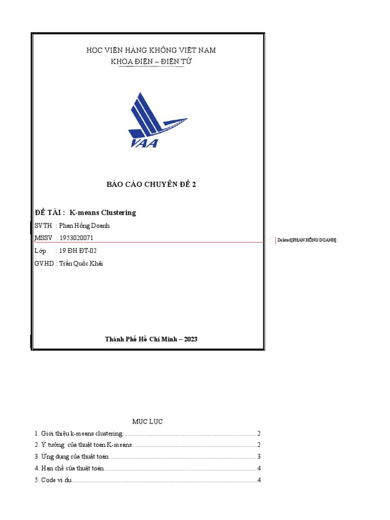 Báo Cáo K - Means Phan H NG Doanh | PDF