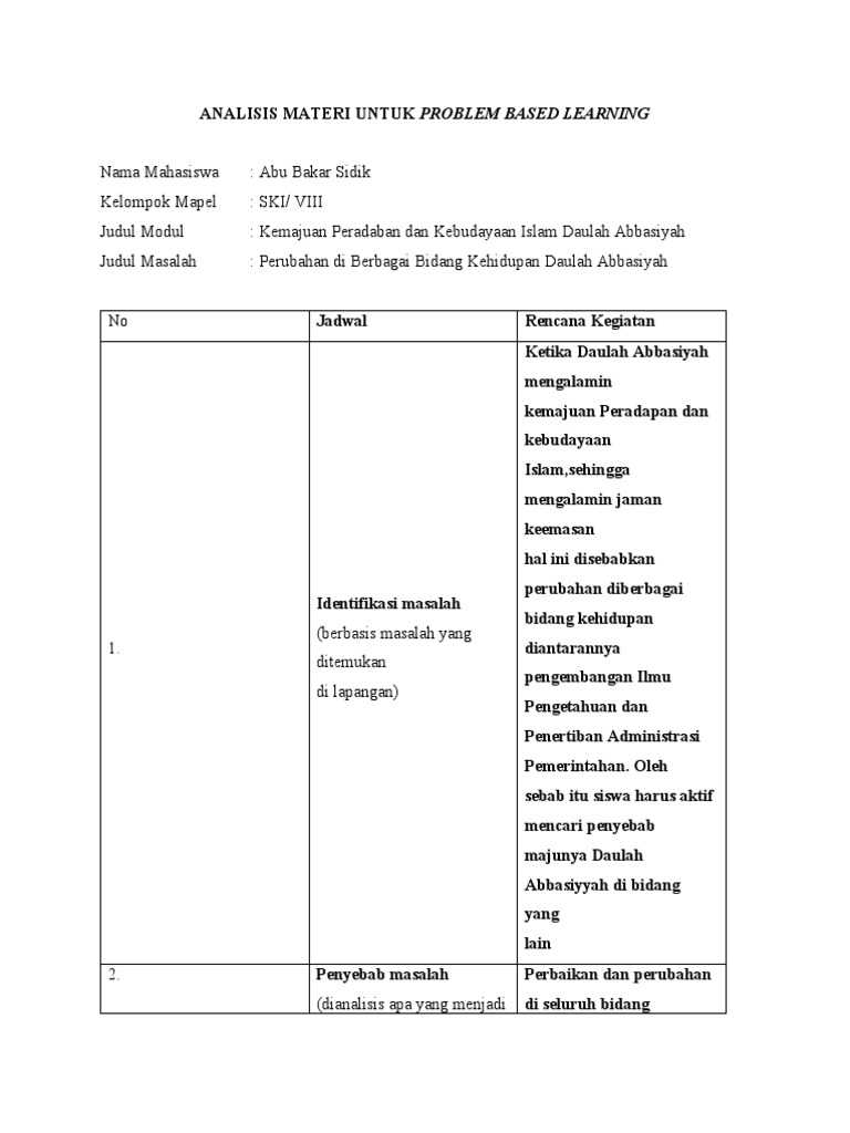 Analisis Materi PBL KB 4 | PDF