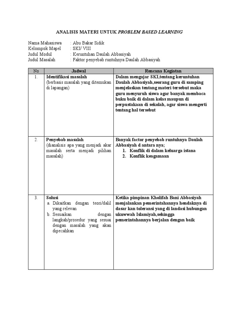 Analisis Materi PBL Kb 3 | PDF