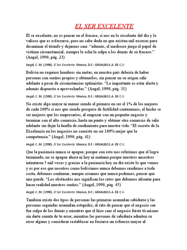 El Ser Excelente | PDF