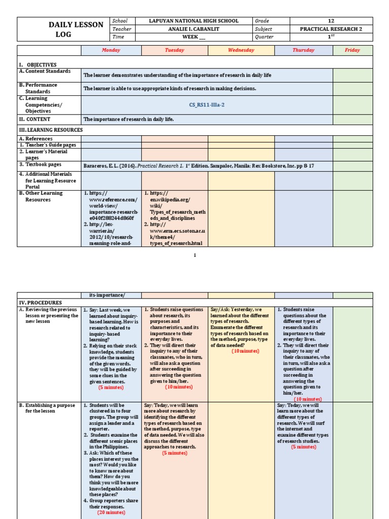 Practical Research DLL Week 2 | PDF