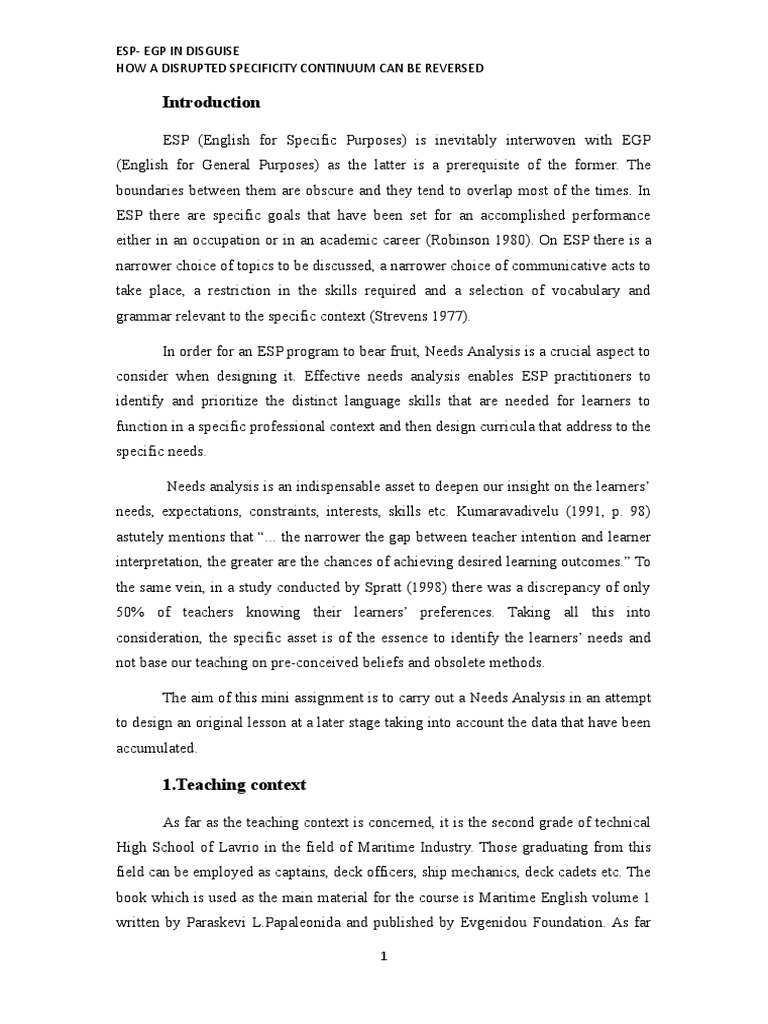 A Disruption of Continuum Between EGP and ESP | PDF | Learning | Motivation