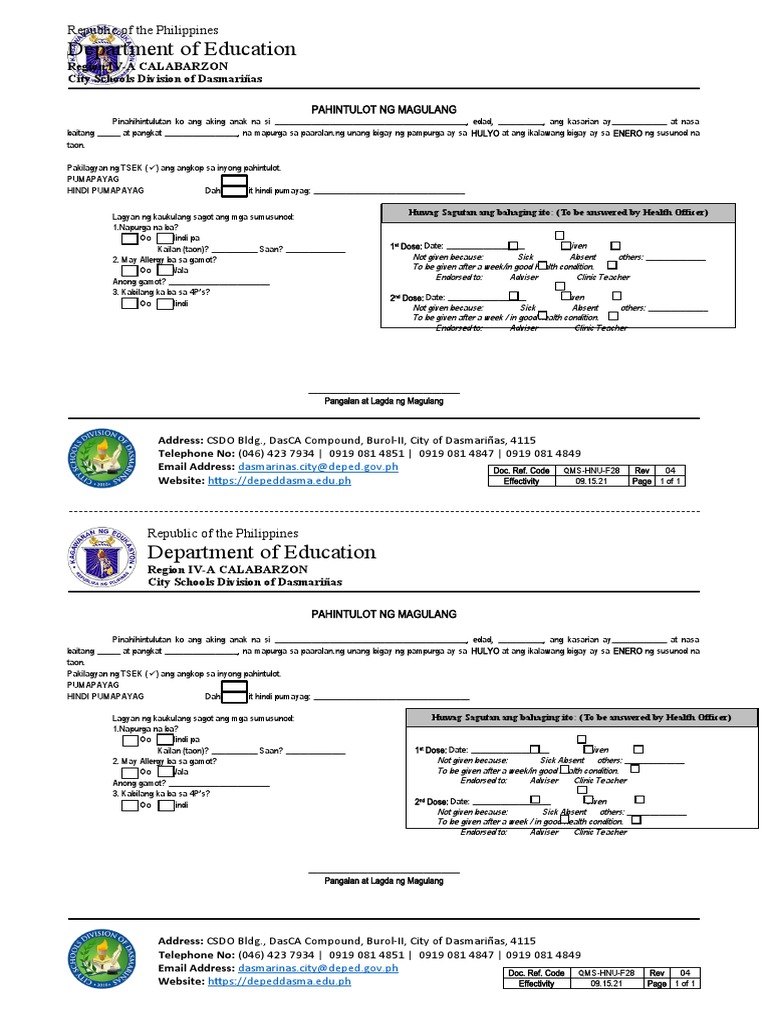 QMS HNU F28 Deworming Consent | PDF