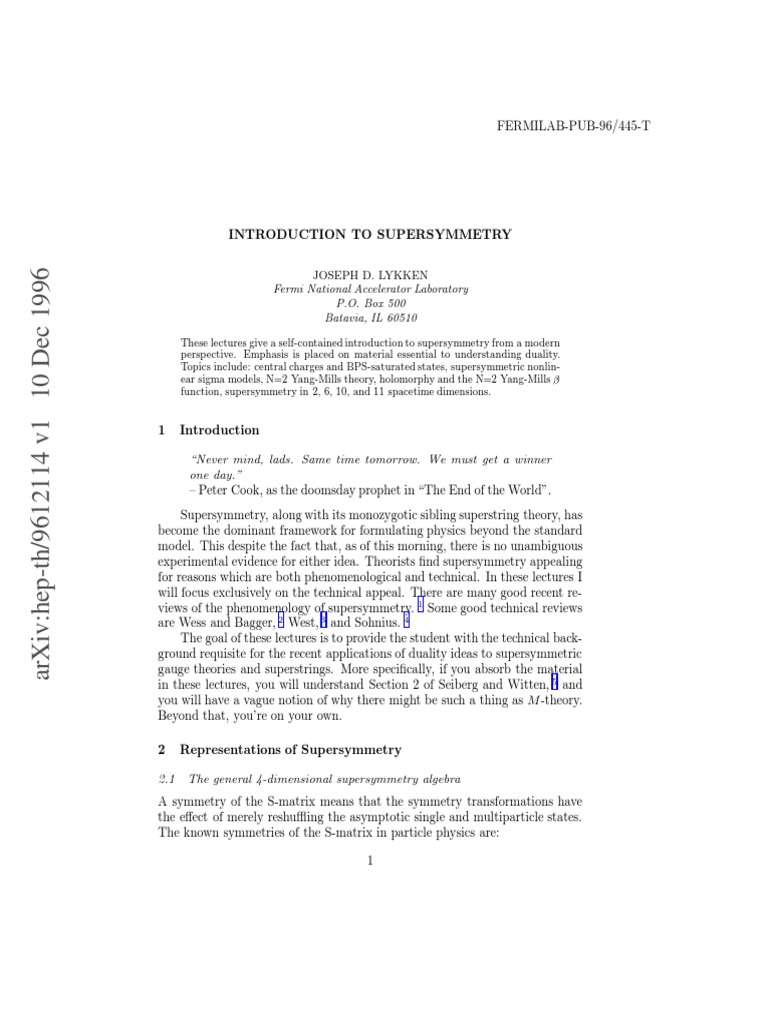 Introduction To Supersymmetry | PDF | Mathematical Objects | Symmetry