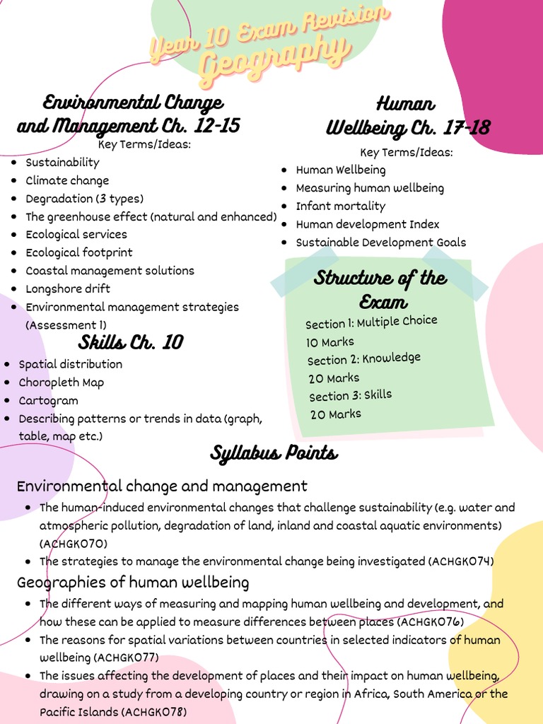 Year 10 Exam Revision - Geography | PDF