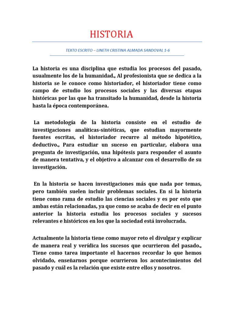 Historia Escrito | PDF