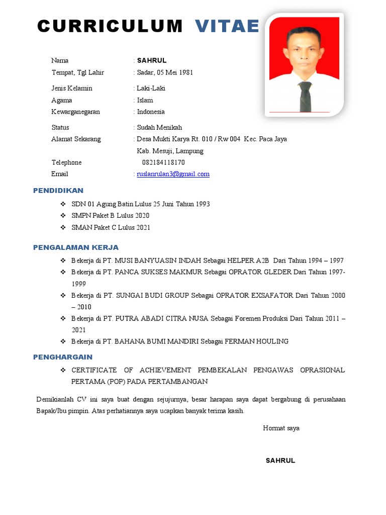 Edit CV Sahrul | PDF