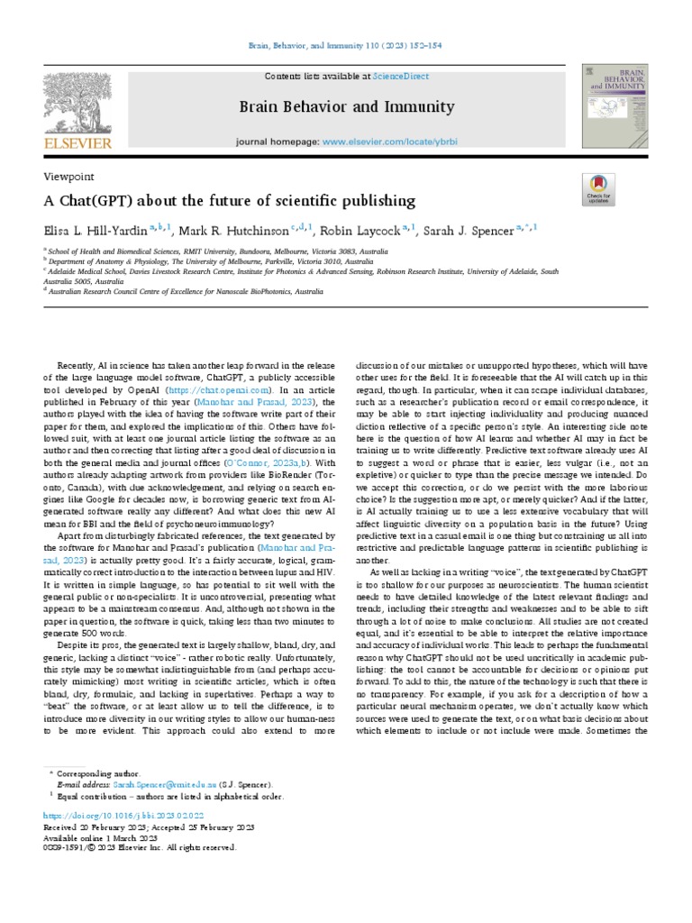 A Chat (GPT) About The Future of Scientific Publishing | PDF ...