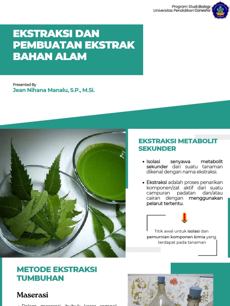 Ekstraksi Dan Pembuatan Ekstrak Bahan Alam | PDF