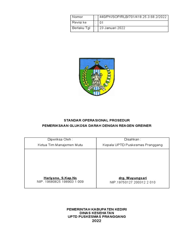 SOP Pemeriksaan Glukosa dengan Reagen | PDF