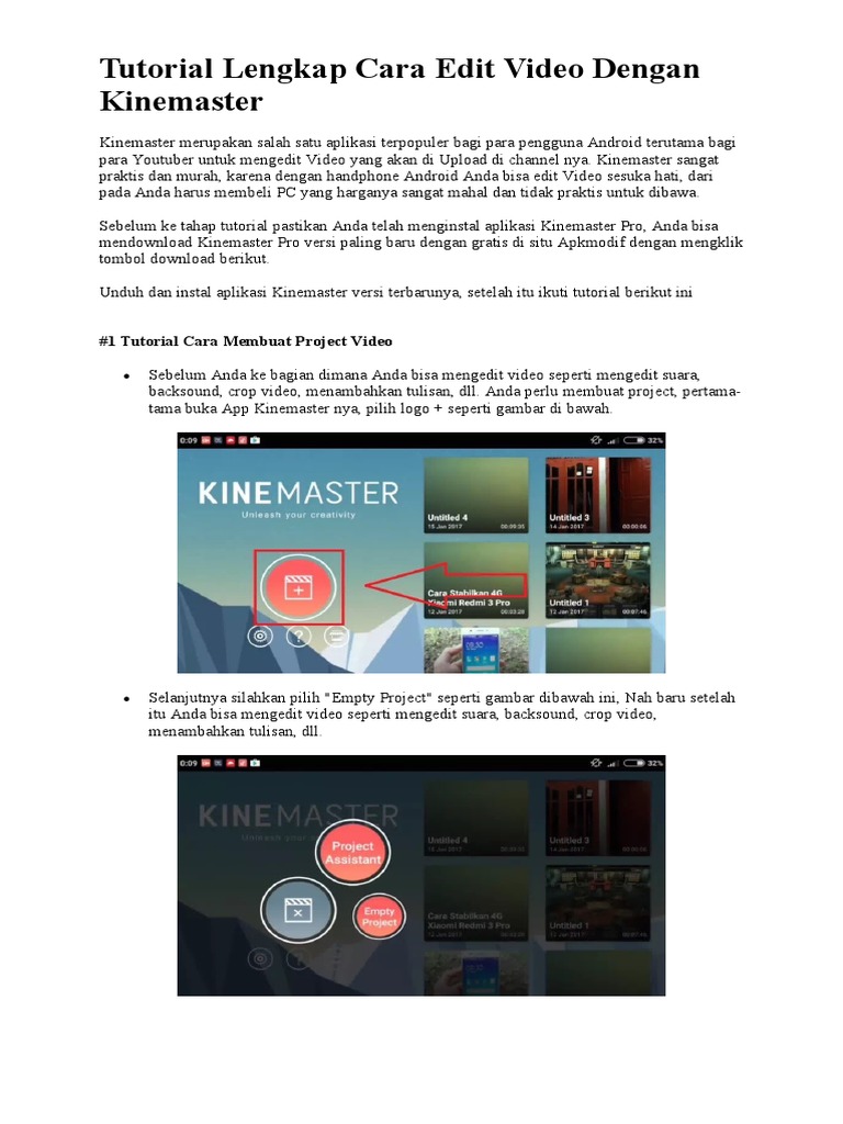 Tutorial Lengkap Cara Edit Video Dengan Kinemaster | PDF