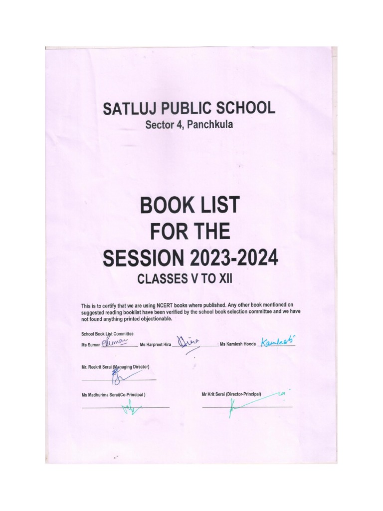 Booklist 2023 24 | PDF | Textbook | Science