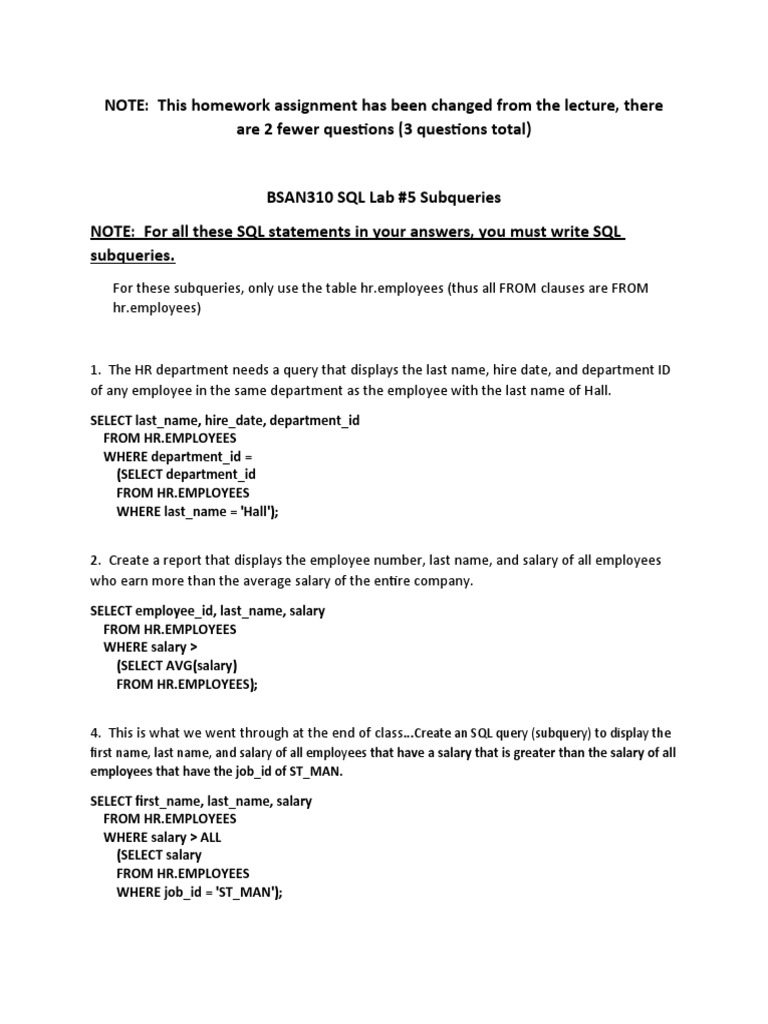 SQL Assignment #5. YejiKim | PDF