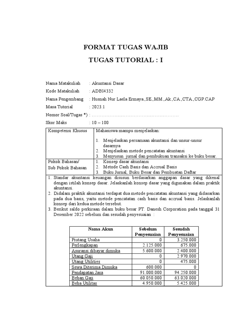 Format Tugas Wajib 1 | PDF