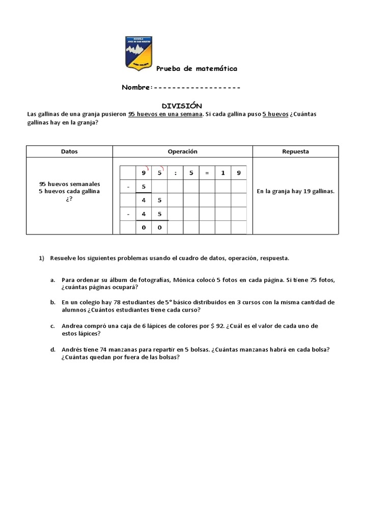 Prueba de Matematica | PDF