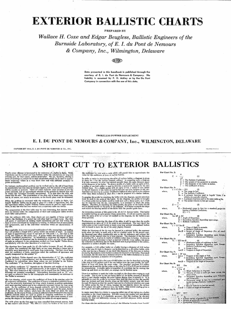 (1936) Exterior Ballistics Charts - Coxe y Bugless | PDF