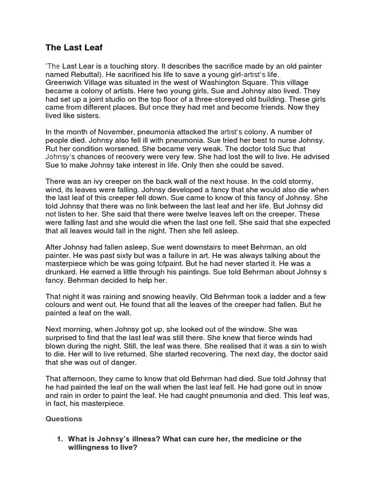 The Last Leaf Notes | PDF