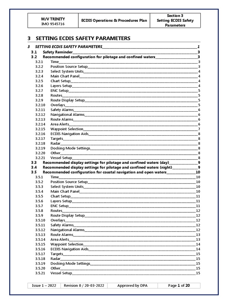 2. Setting of ECDIS Safety Parameters | PDF | Navigation | Underwater Diving