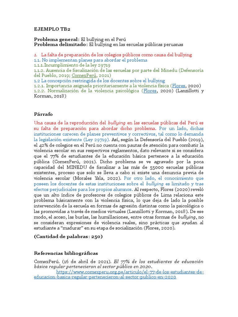 Ejemplos de TB2 Esquema y Párrafo | PDF | Violencia | Perú