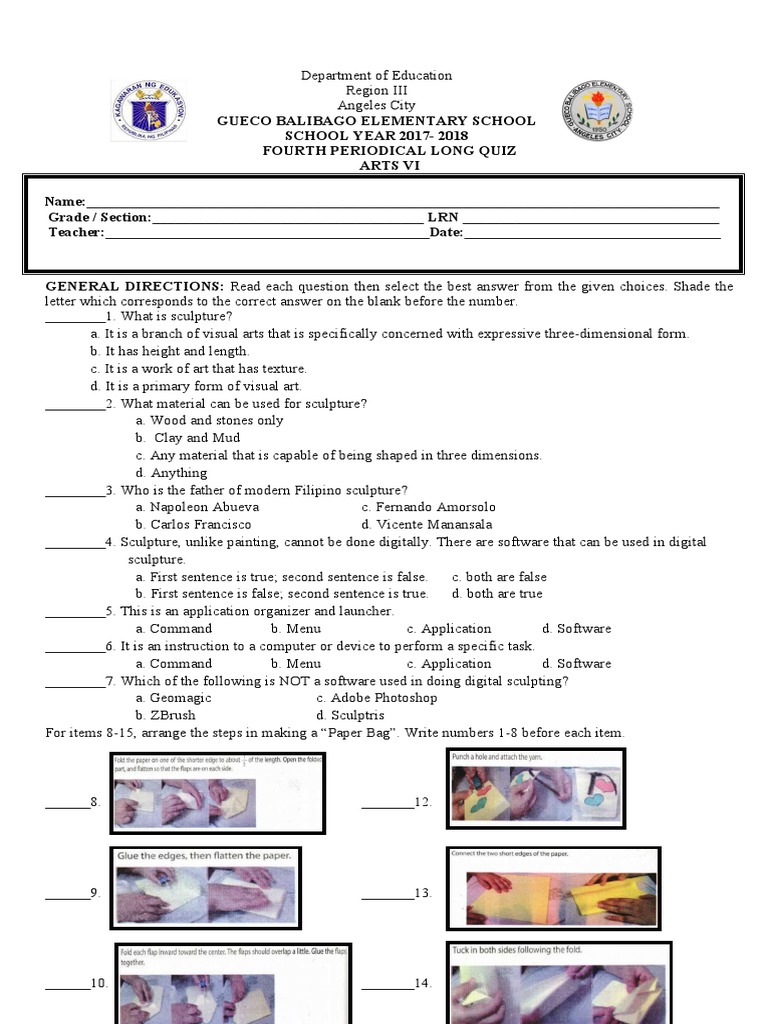 PT - Mapeh 6 Arts - q4 v1 | PDF | Computing