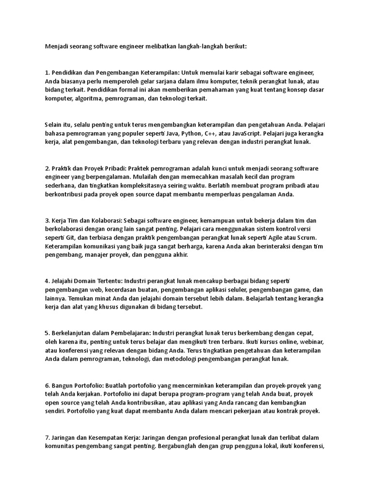 Panduan Menjadi Software Engineer | PDF