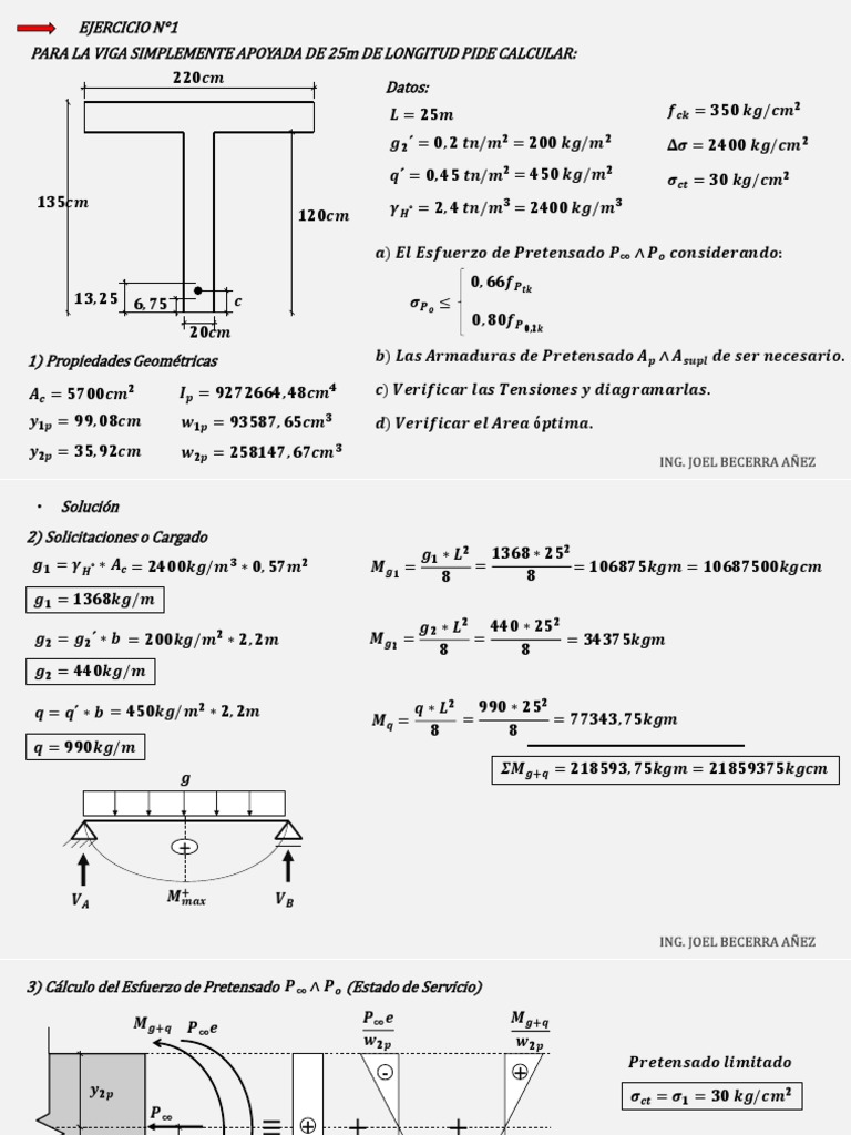 H P Ejercicio 1 Diseño De Vigas Pretensadas Pdf
