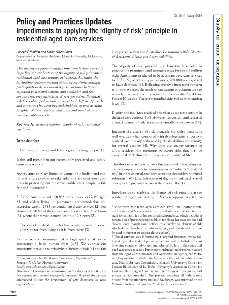 Dignity of Risk Journal Article | PDF | Risk | Decision Making