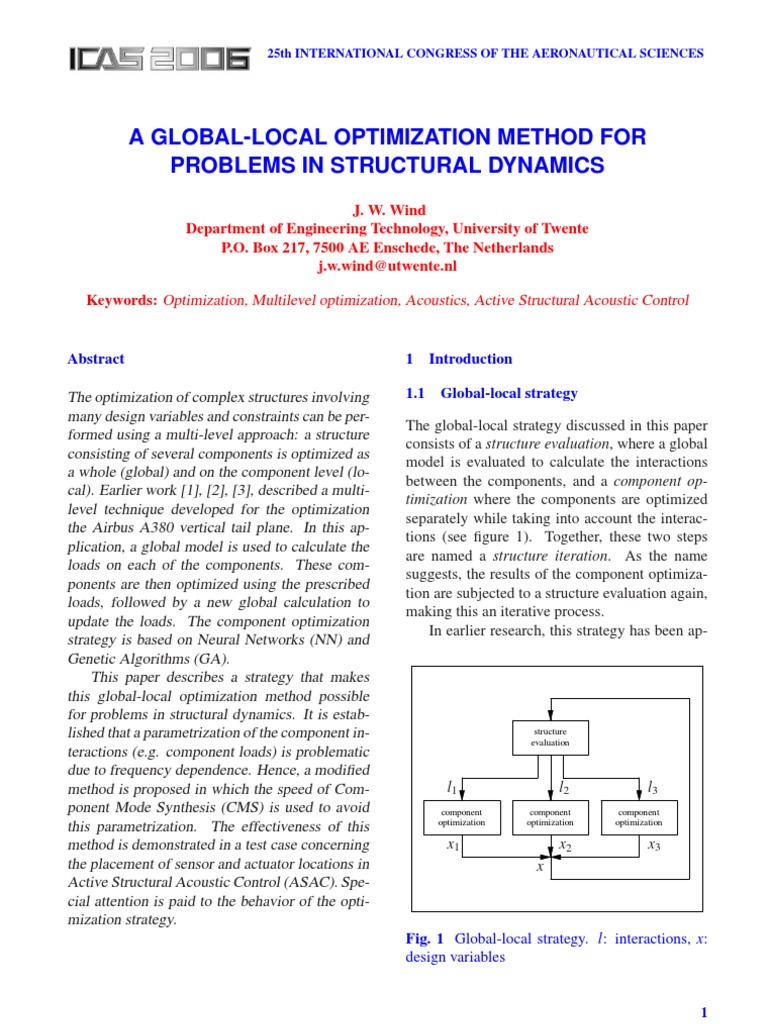 A Global-Local Optimization Method For Problems in Structural Dynamics ... A Global-Local Optimization Method For Problems in Structural Dynamics ...