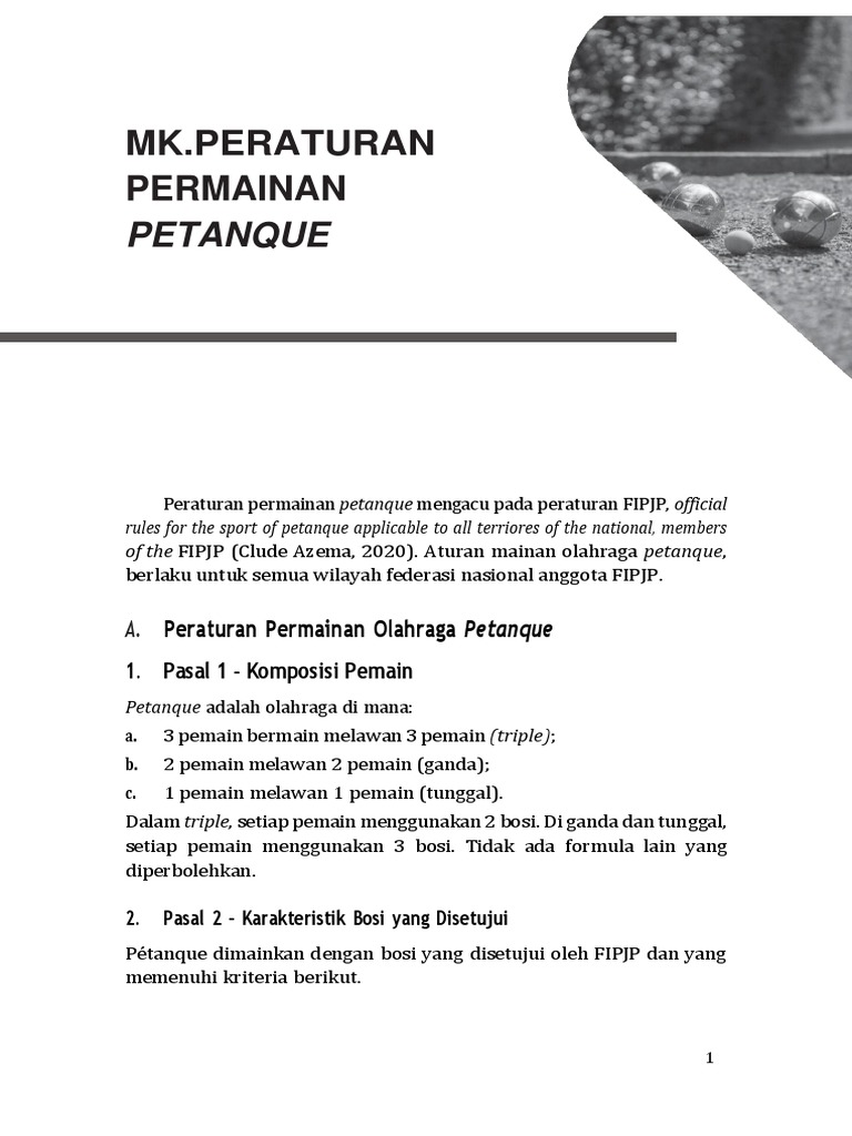 Peraturan Petanque | PDF