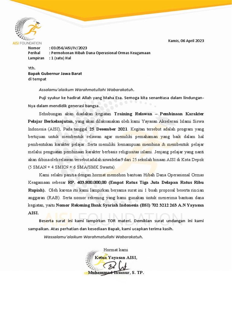 Surat & Proposal Training Relawan | PDF