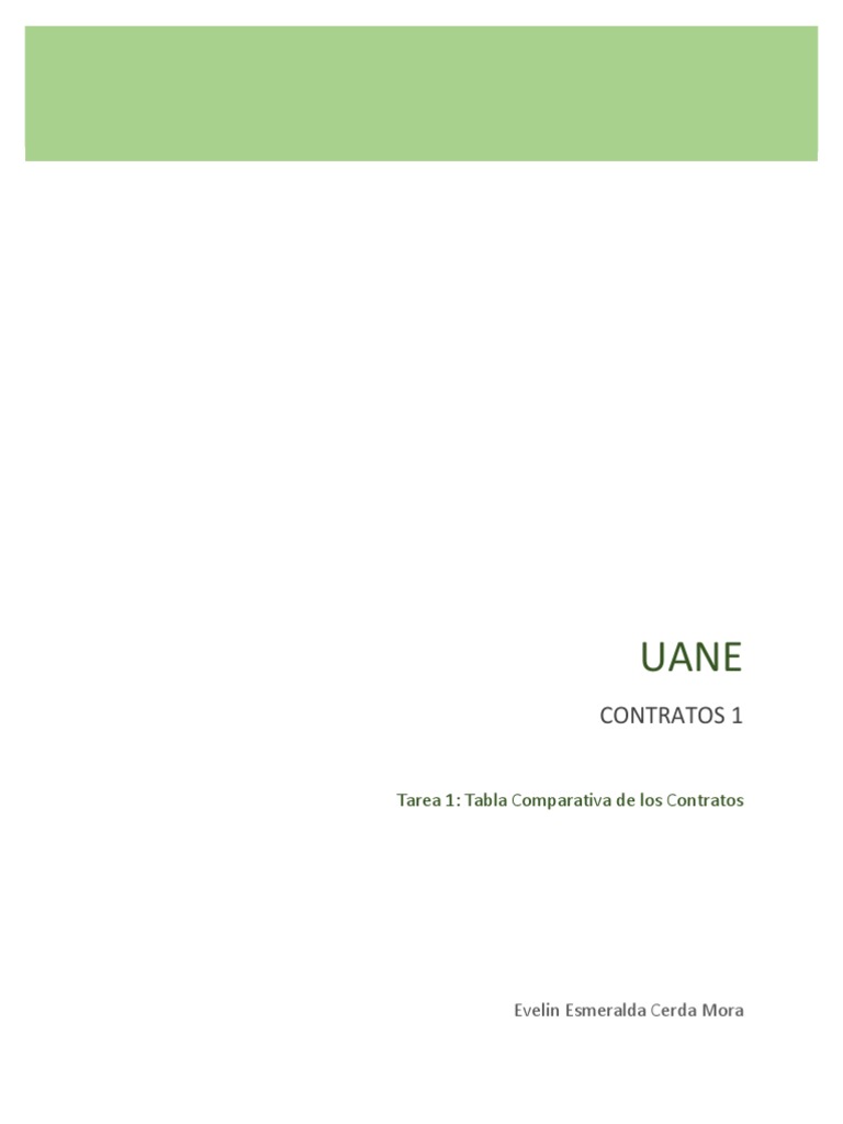 Tarea 1 Tabla Comparativa de Los Contratos | PDF | Derecho civil ...