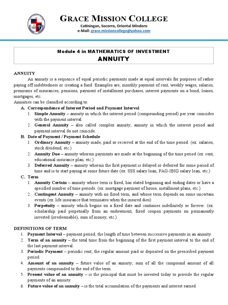 Mathematics of Investment Module 4 | PDF | Present Value | Interest