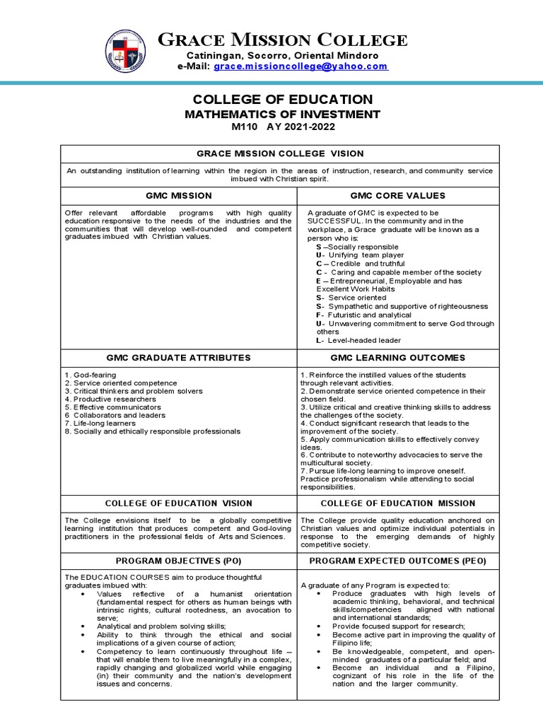 Mathematics of Investment Syllabus | PDF | Present Value | Compound ...