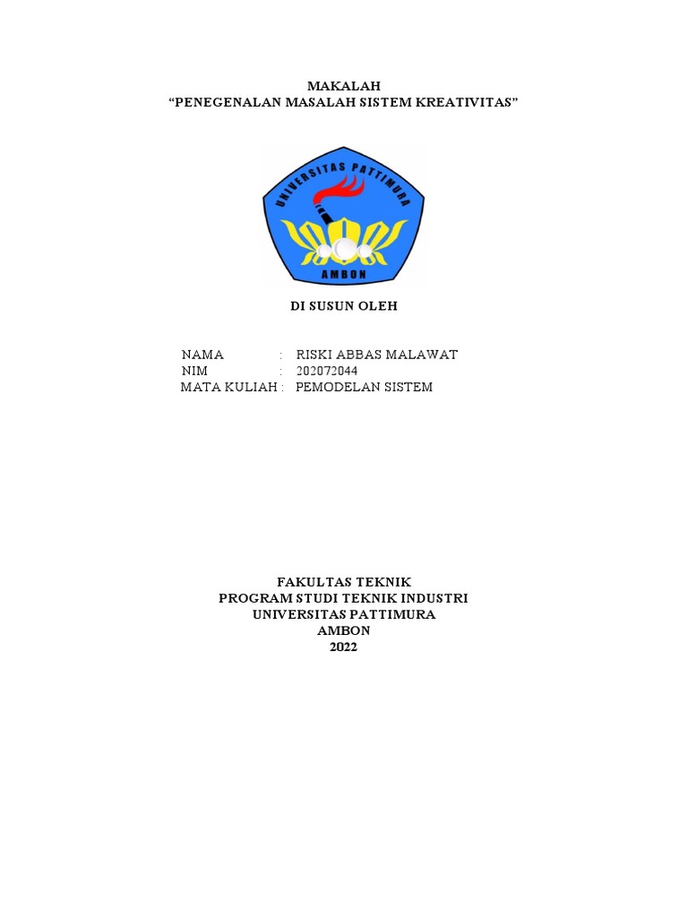 Makalah Pemodelan Sistem - Riski Abas Malawat-202072044 | PDF
