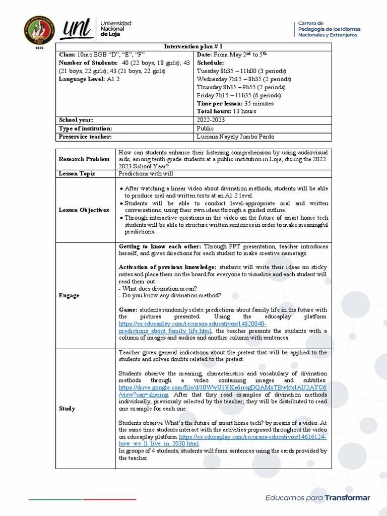 Lesson Plan Week 1 | PDF | Divination