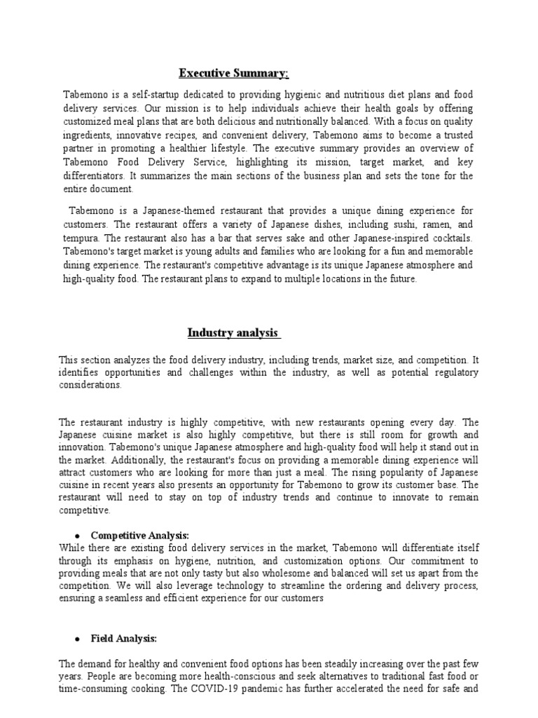 Executive Summary Final . | PDF | Restaurants | Japanese Cuisine