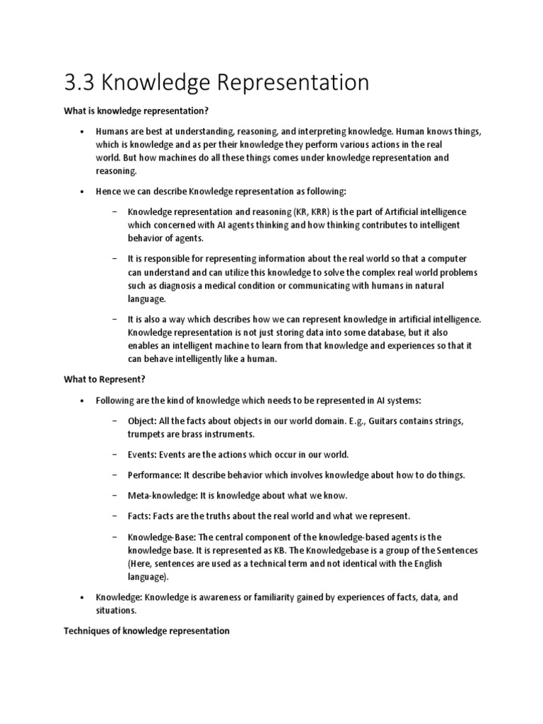 3.3 Knowledge Representation | PDF | Knowledge Representation And Reasoning | Logic